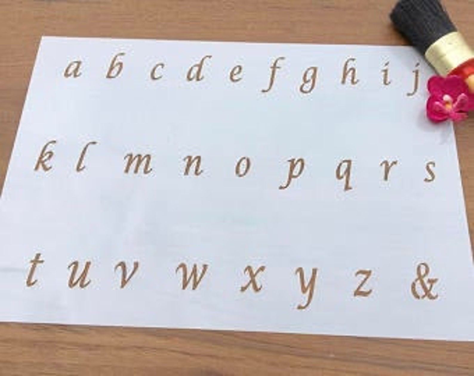 Alphabet Craft Stencil Set, French Cursive Script Capital & Lower Case ...