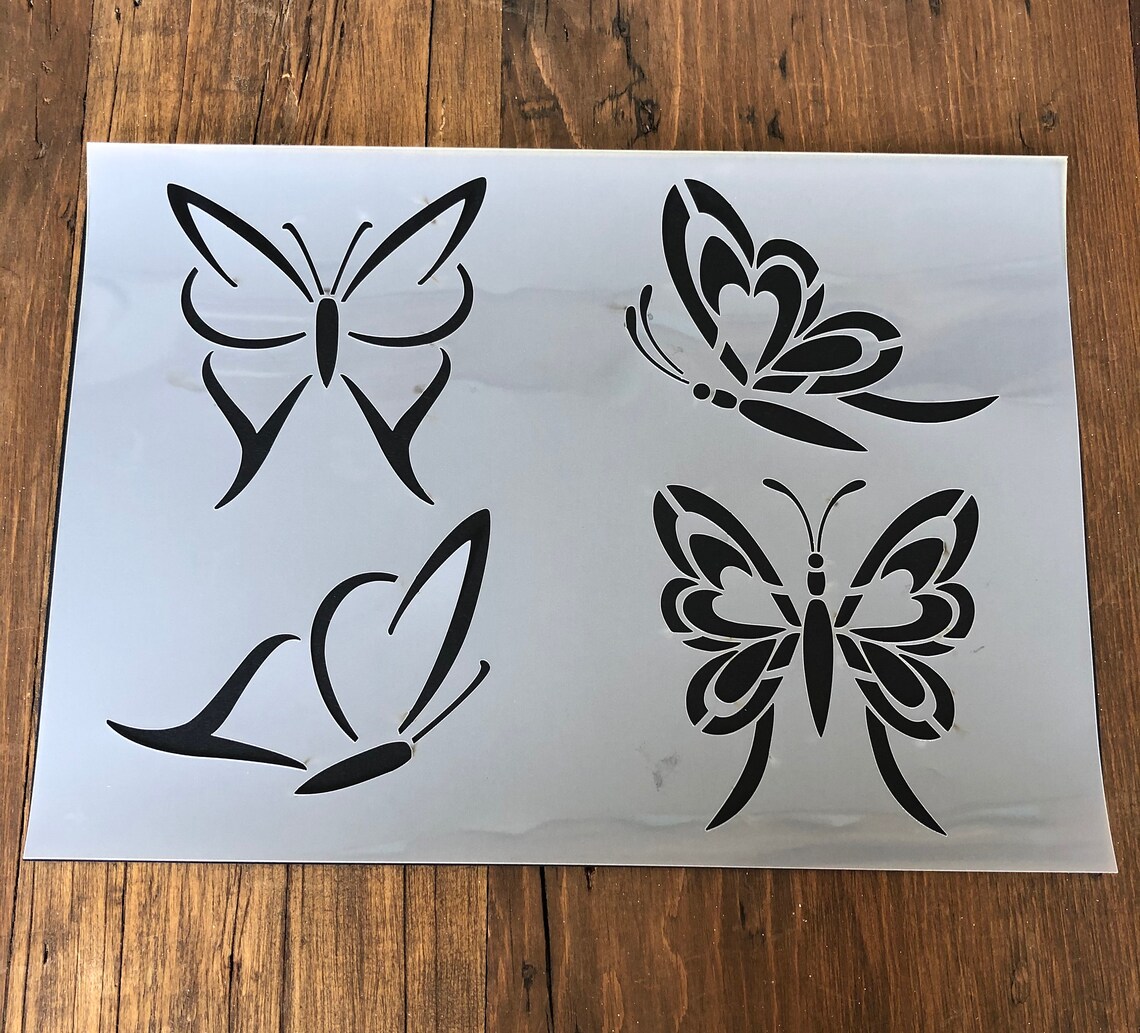 Butterfly Stencil Set of Four Designs Re-usable Mylar Stencil | Etsy