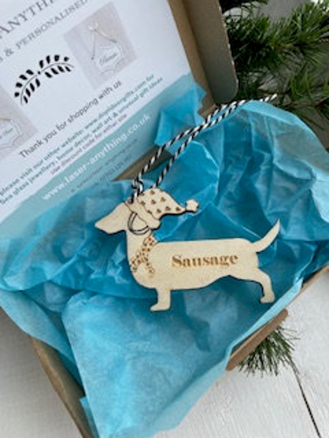 Personalised Sausage Dog Shape Wooden Christmas Gift Tag Tree ...