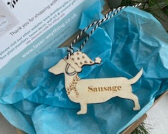Personalised Wooden Dog Christmas Gift Tag - Etsy UK