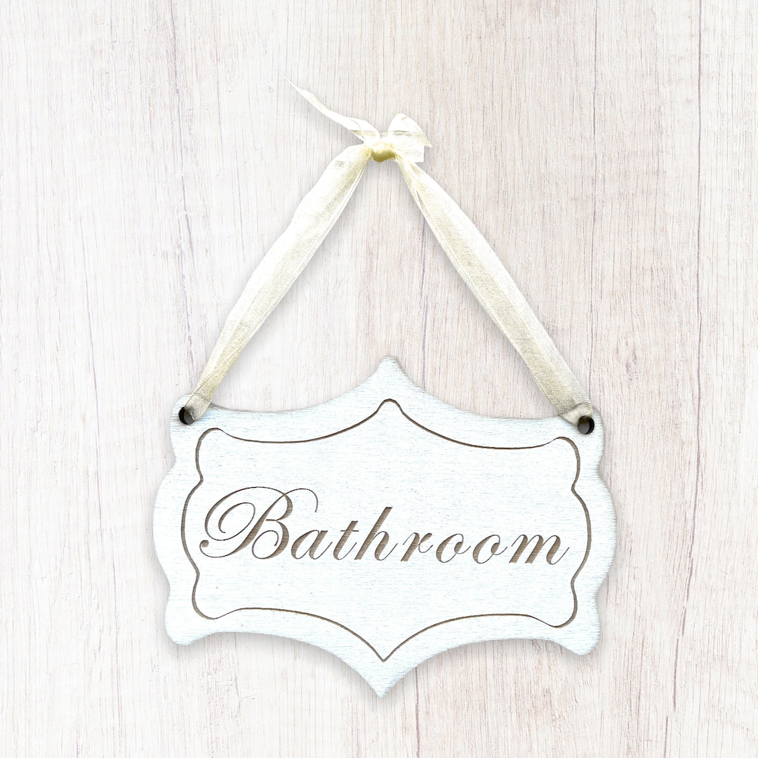 Bathroom, French Chateau Style Door Sign Plaque, Hand Painted Vintage ...