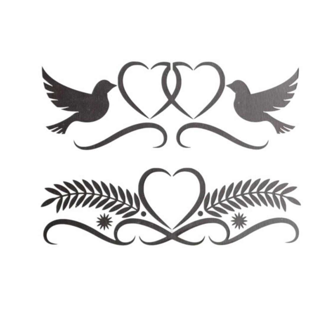 Heart, Scrolls & Love Birds Wedding, Valentines, Engagement Stencil for ...