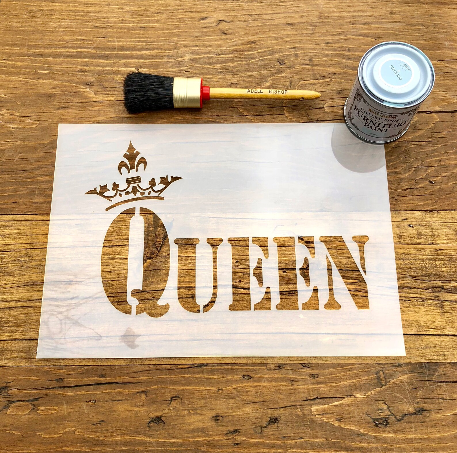 Queen and Crown Stencil for Walls, Furniture and Crafts, Image Size ...