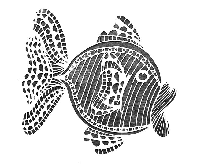School of Fish Stencil Digital Template SVG DXF Eps Png Files for ...