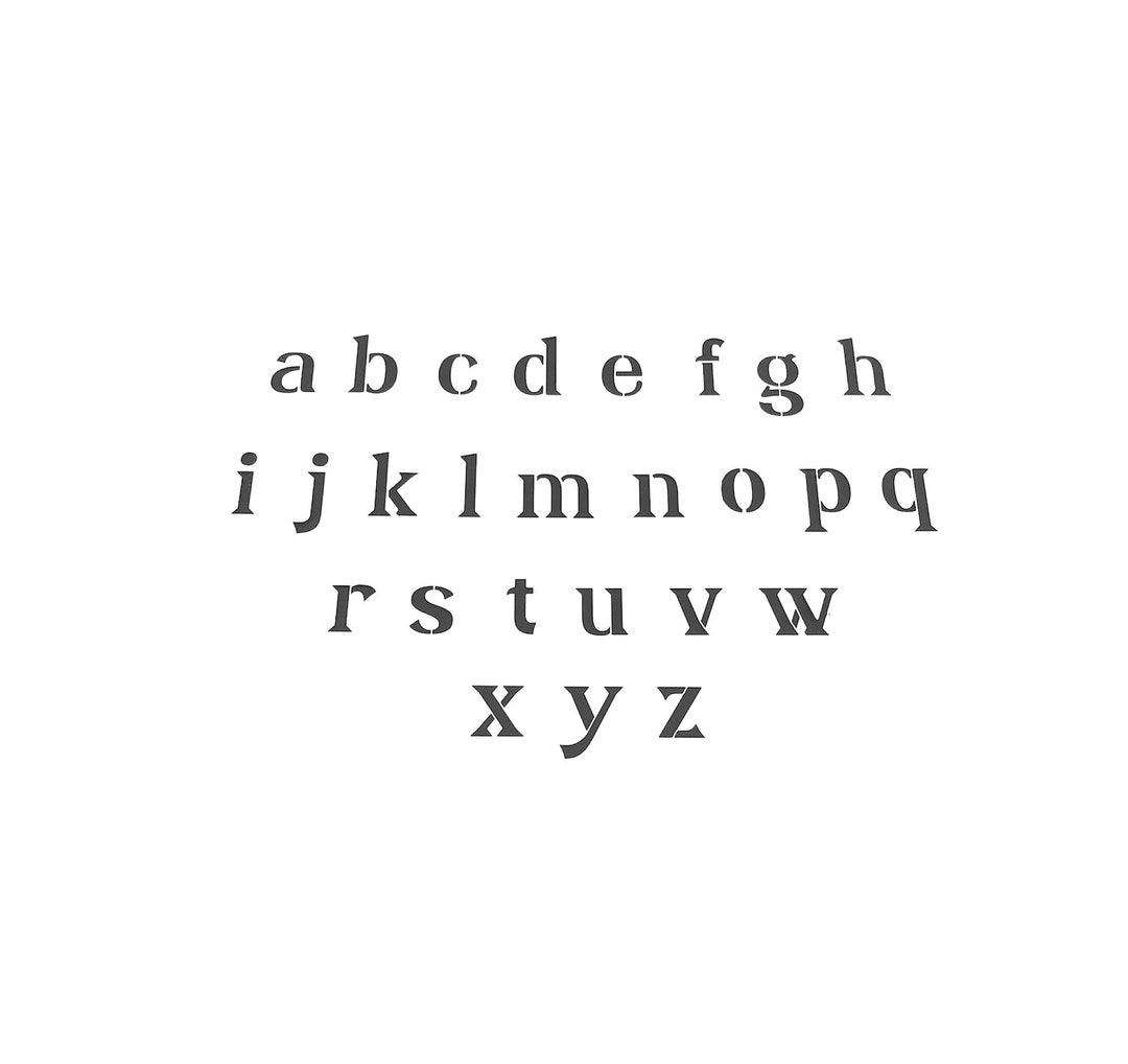 Algerian Style Alphabet A-Z Text Lettering Stencil, Lower Case Letters ...