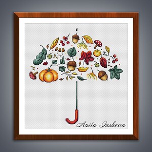 Cross Stitch Pattern the Set of Umbrellas Modern Embroidery Umbrella ...