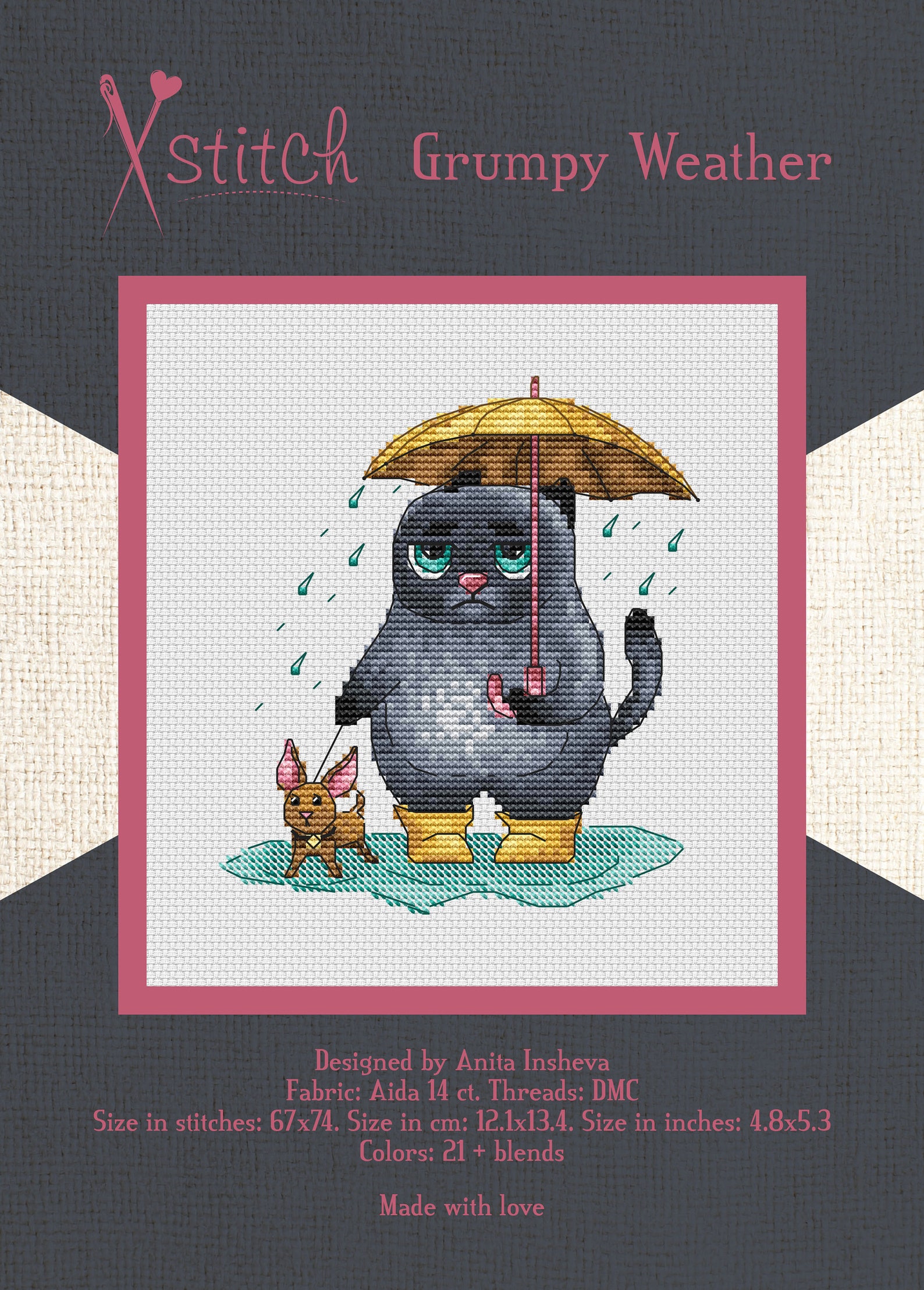 Cross Stitch Pattern Grumpy Weather Cat Cross Stitch Pattern | Etsy