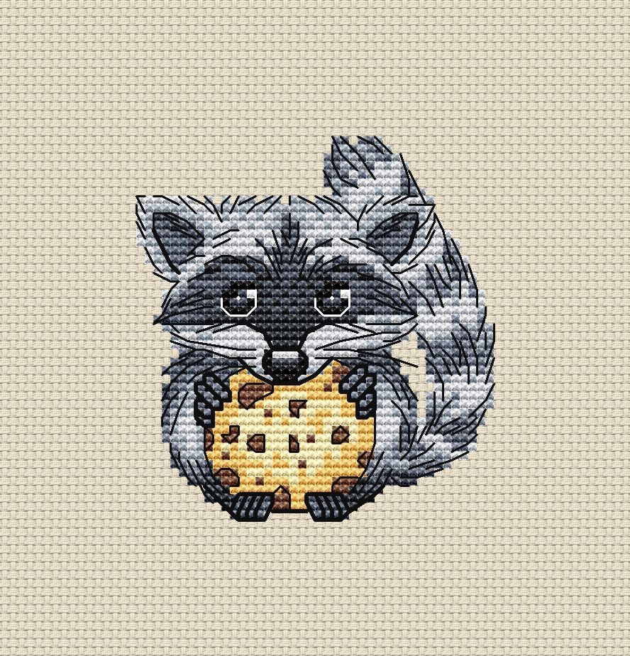 Cross Stitch Pattern Raccoon Cross Stitch Pattern Chart Cookie - Etsy
