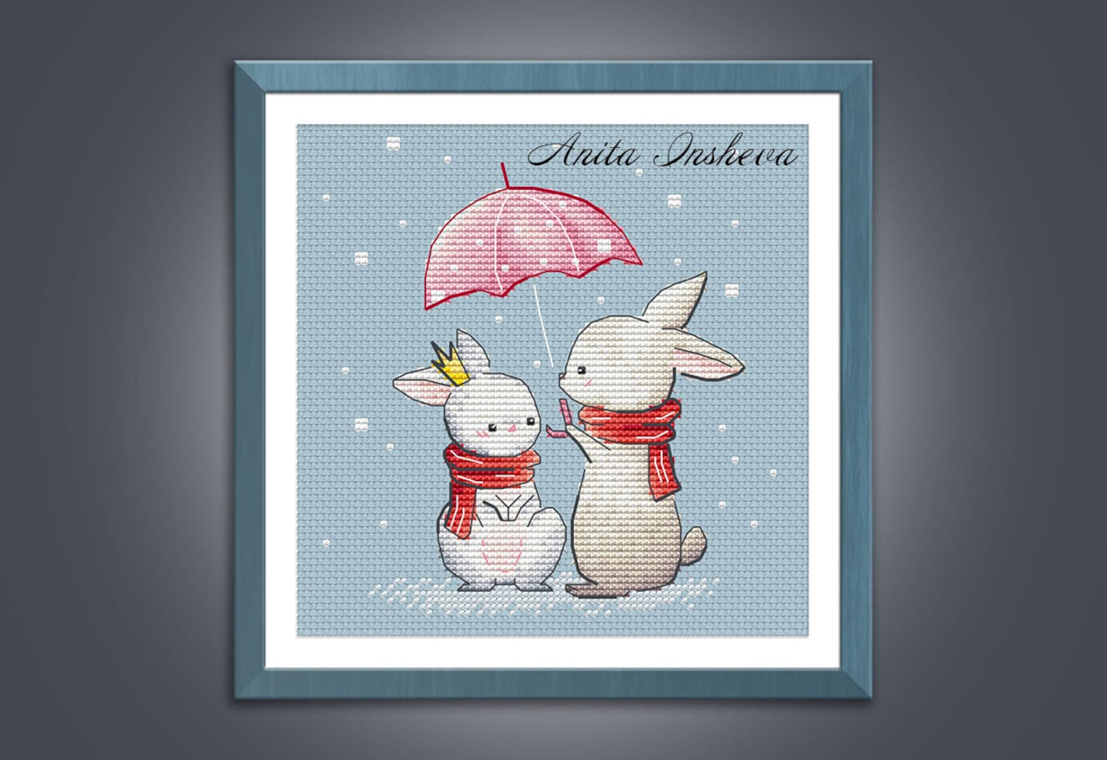 Cross Stitch Pattern Love Is... Rabbits Cross Stitch Pattern Modern ...