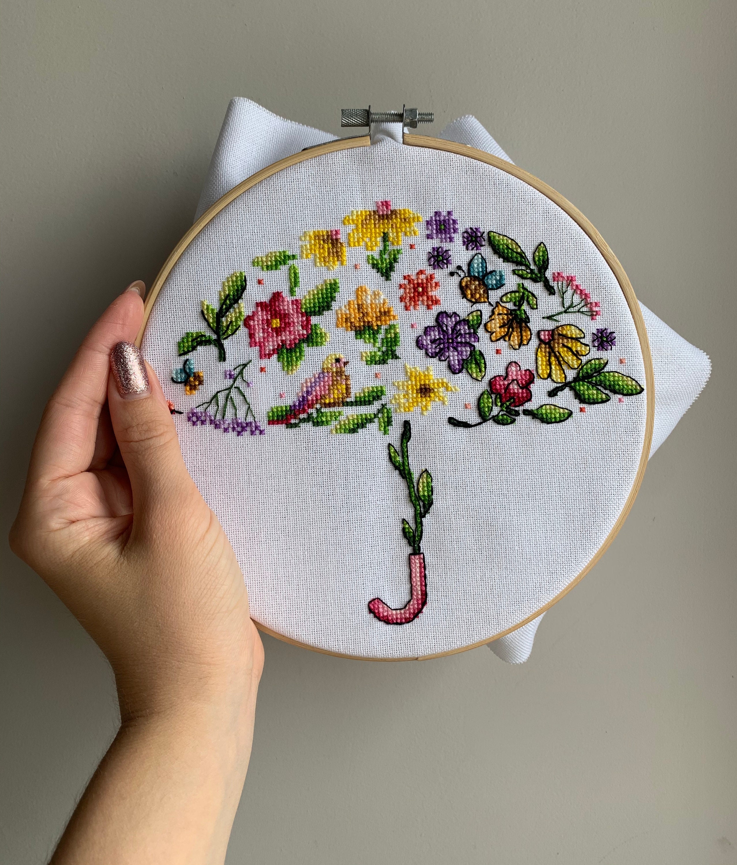 Cross Stitch Pattern Summer Umbrella Modern Embroidery Cute - Etsy