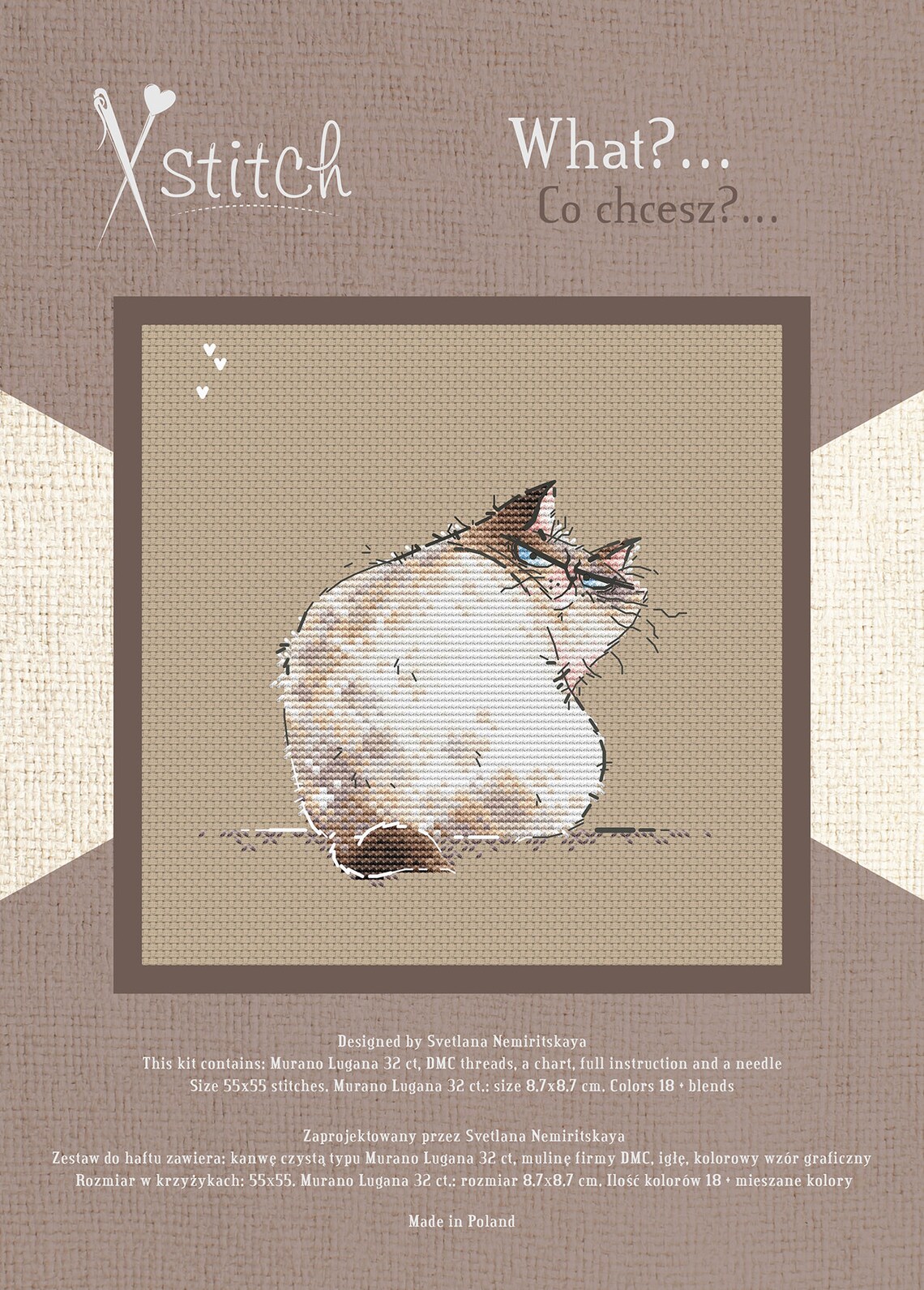 Cute Cat. Cross stitch kit. Modern Embroidery Counted Cross | Etsy