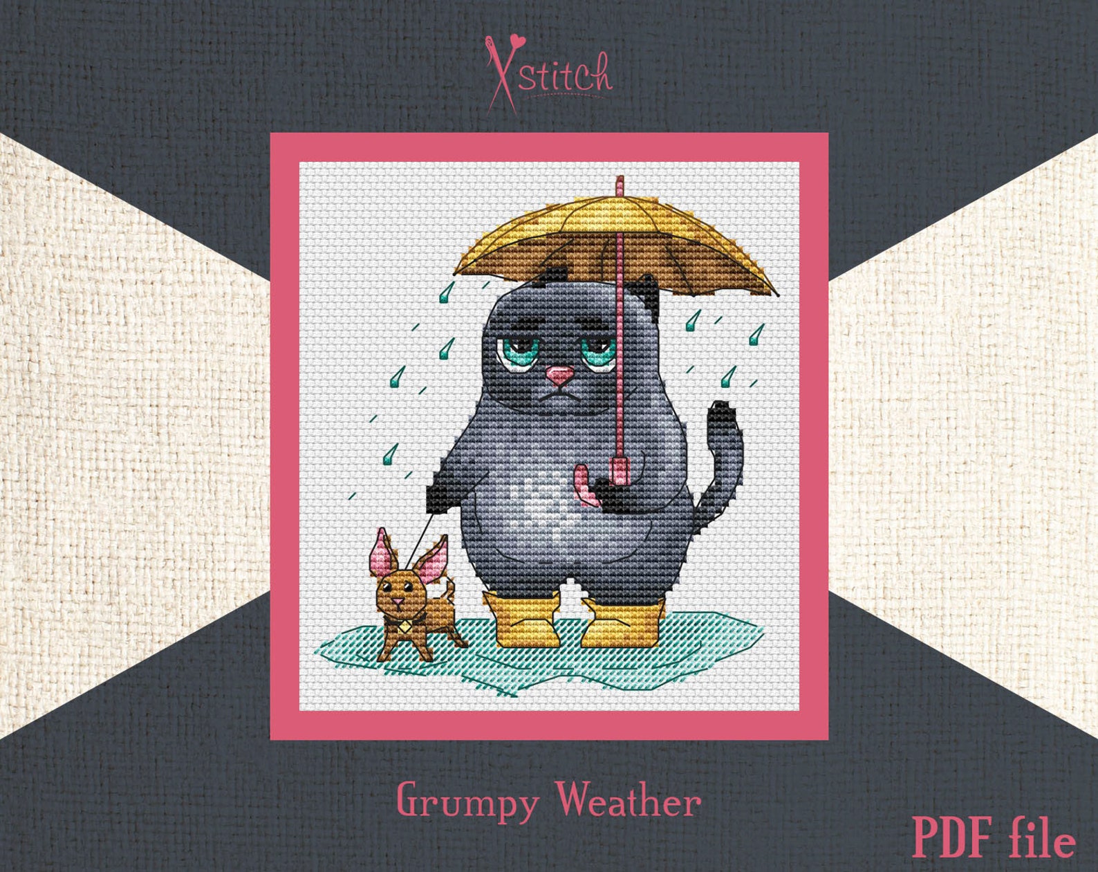 Cross Stitch Pattern Grumpy Weather Cat Cross Stitch Pattern | Etsy
