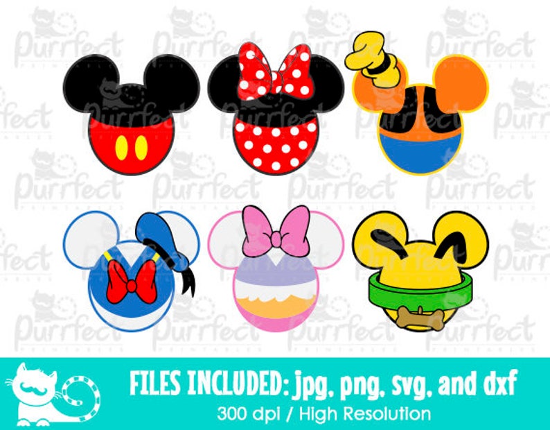 Mouse Friends Heads Bundle SVG, Digital Cut Files in Svg, Dxf, Png and ...