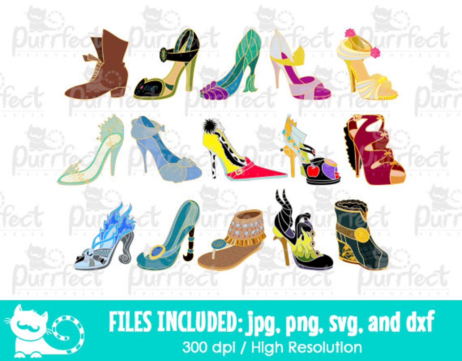 All Princess Shoes Bundle Pack SVG Princess SVG Digital Cut - Etsy