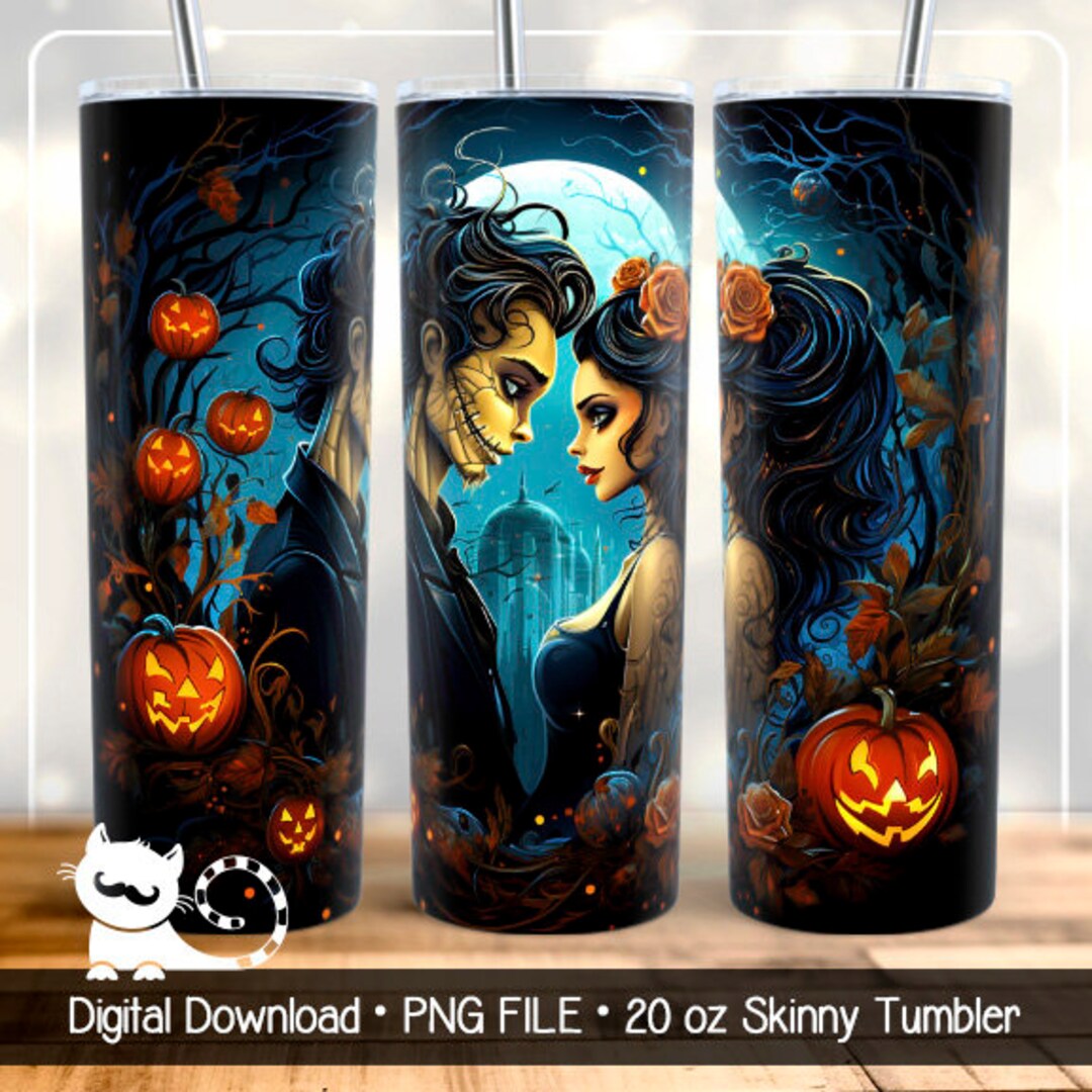 Skeleton Bride and Groom PNG Tumbler Wrap, Corpse Bride Halloween Wrap ...