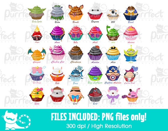 All Valentines Character Cupcakes Design Bundle Design PNG | Etsy