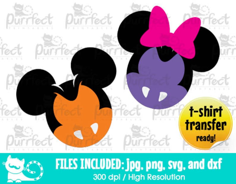 Mickey and Minnie Halloween Vampire SVG, Digital Cut Files in Svg, Dxf ...