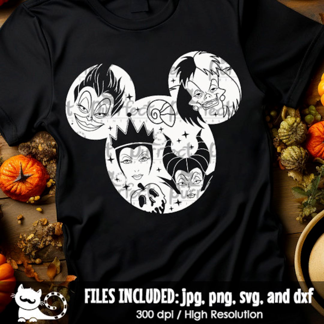 Mouse Head Villains SVG, Halloween Mouse Shirt Svg, Villain Shirt Svg ...