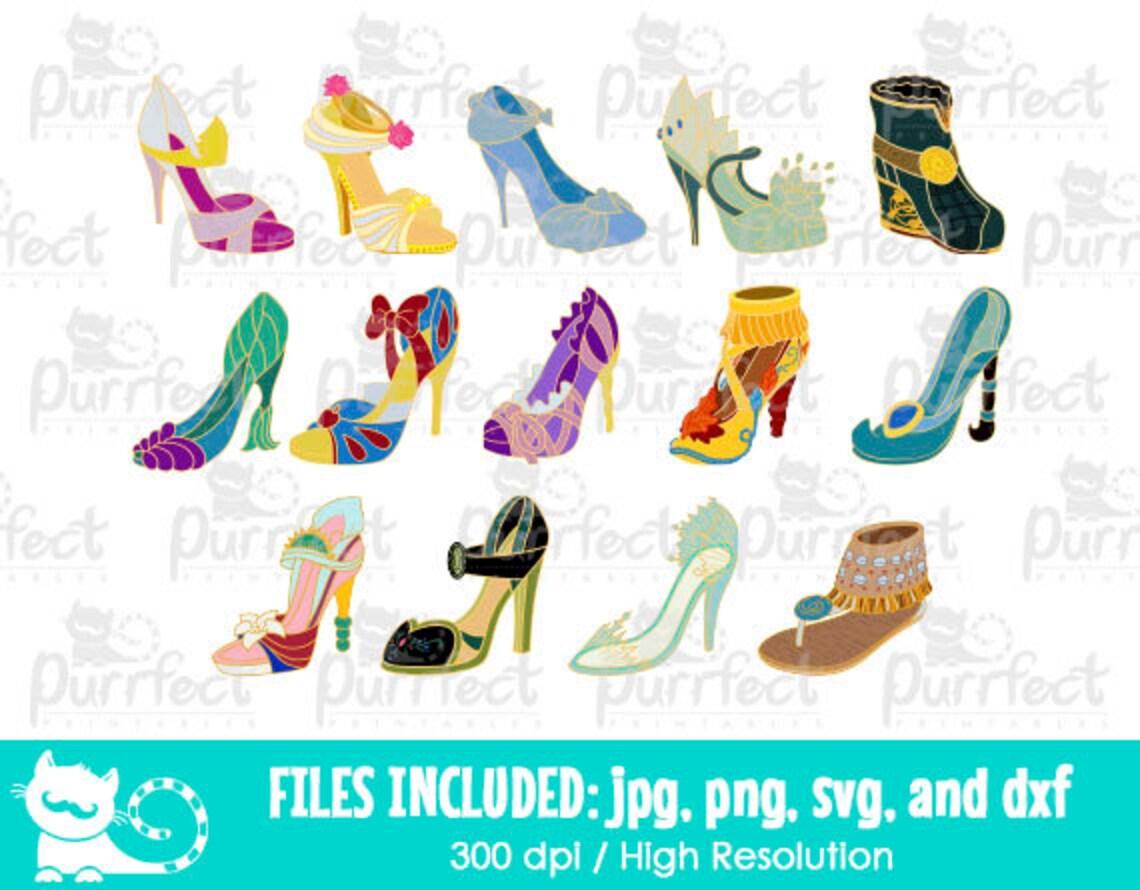 Princesses Shoes Design SVG Bundle Pack Digital Cut Files in - Etsy