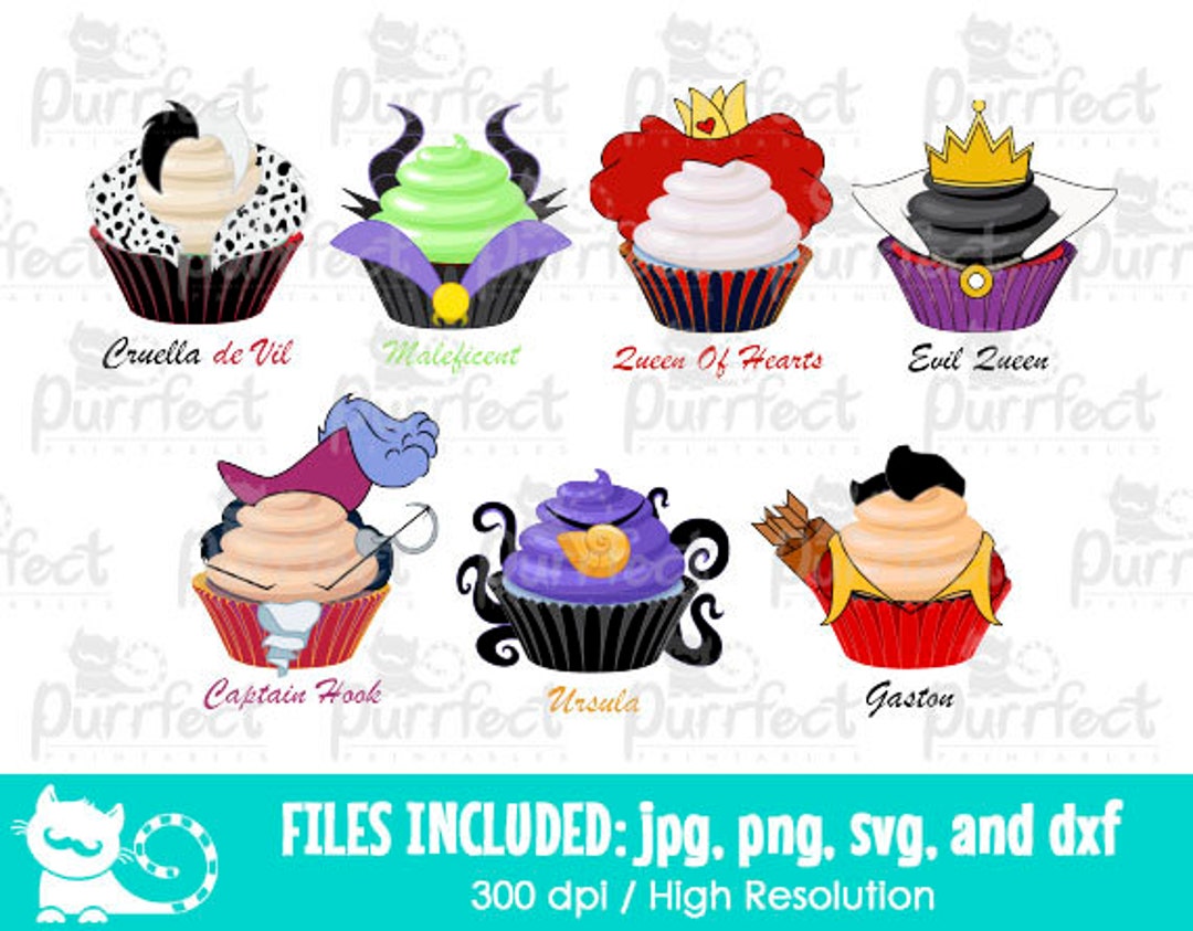 Villains Cupcakes Design SVG Bundle Pack, Digital Cut Files in Svg, Dxf ...