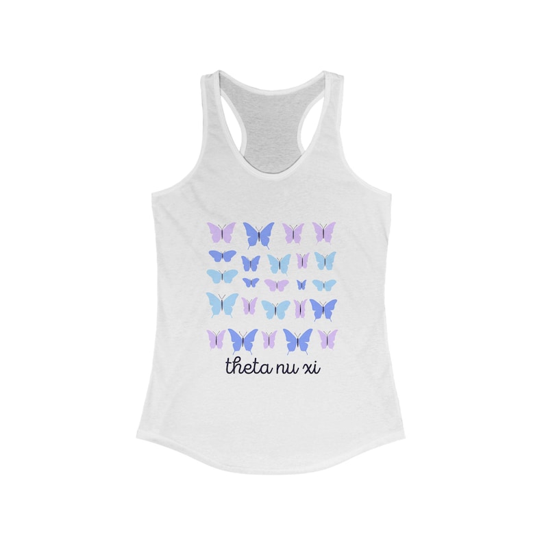 Theta Nu Xi | Lavender & Blue Butterflies | White Women's Ideal ...