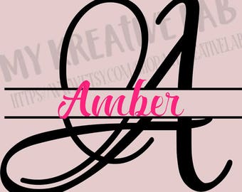 Split Last Name Decal Letter and Name Monogram Decal Family Initial ...