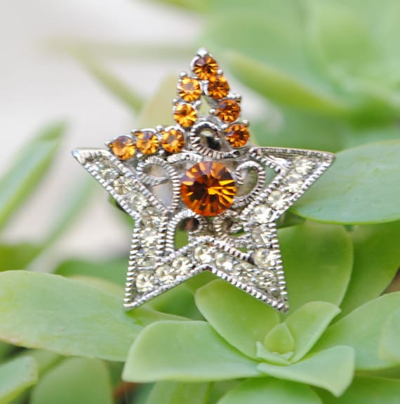Fancy vintage style orange star ring for women 1990 ring | Etsy