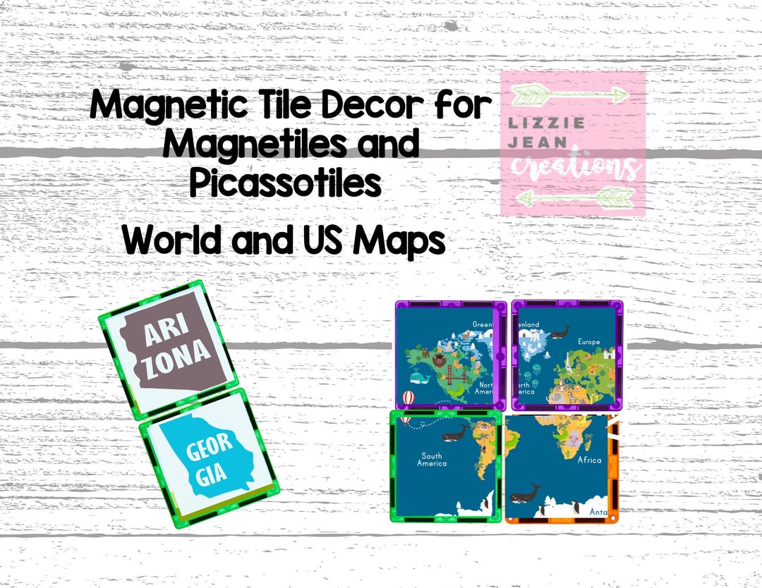 US and World Maps Magnetic Tile Stickers (printable) - Etsy
