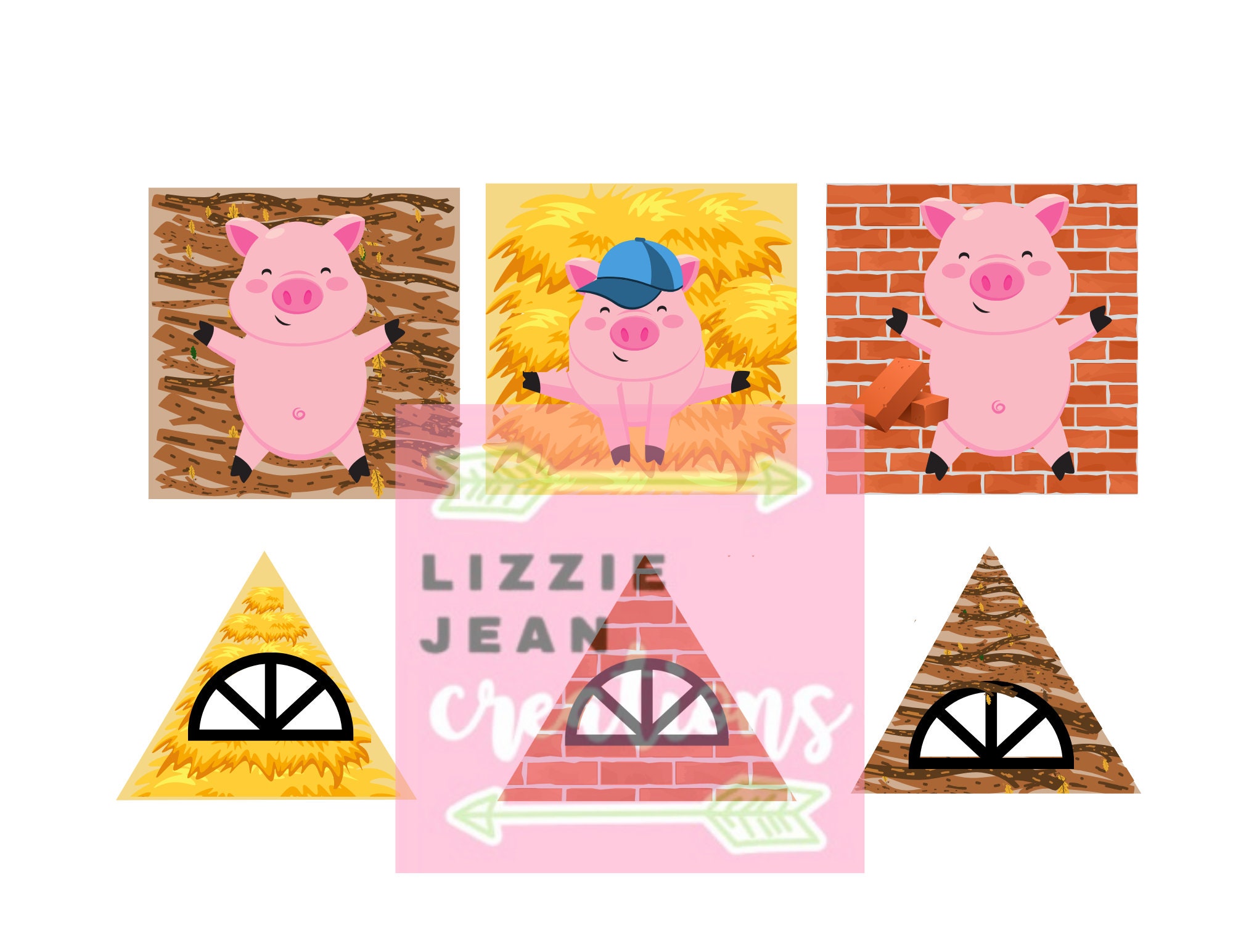 Three Little Pigs Printable Magnetic Tile Stickers | Magna-tiles ...