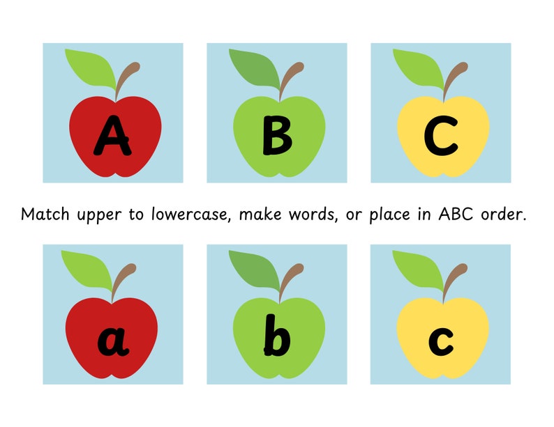 Apple Letters, Counting, and Patterns Magnetic Tile Decor Stickers ...