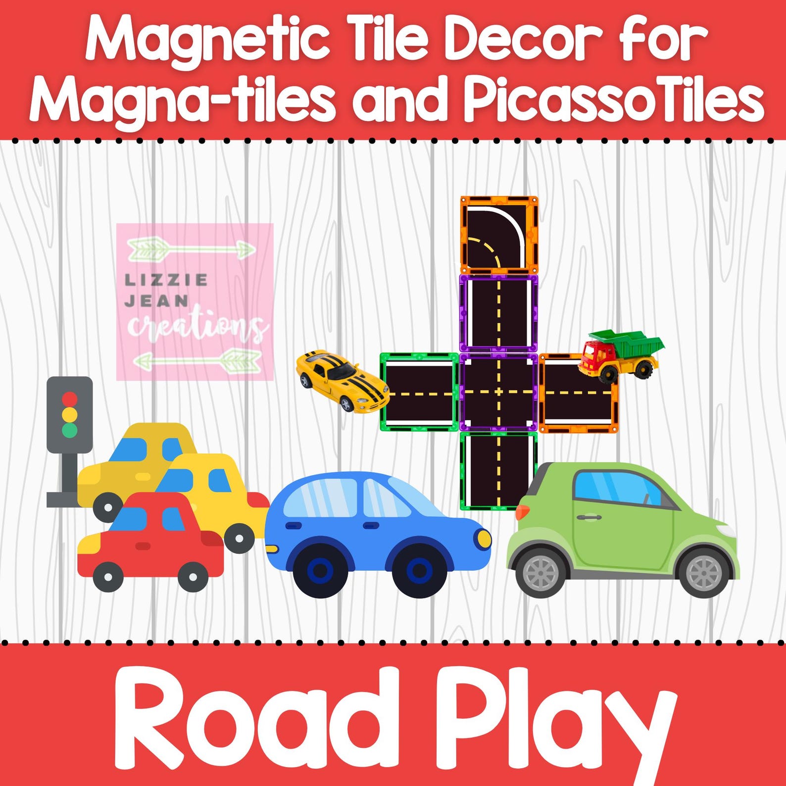 Road Play Magnetic Tile Stickers (printable) - Etsy