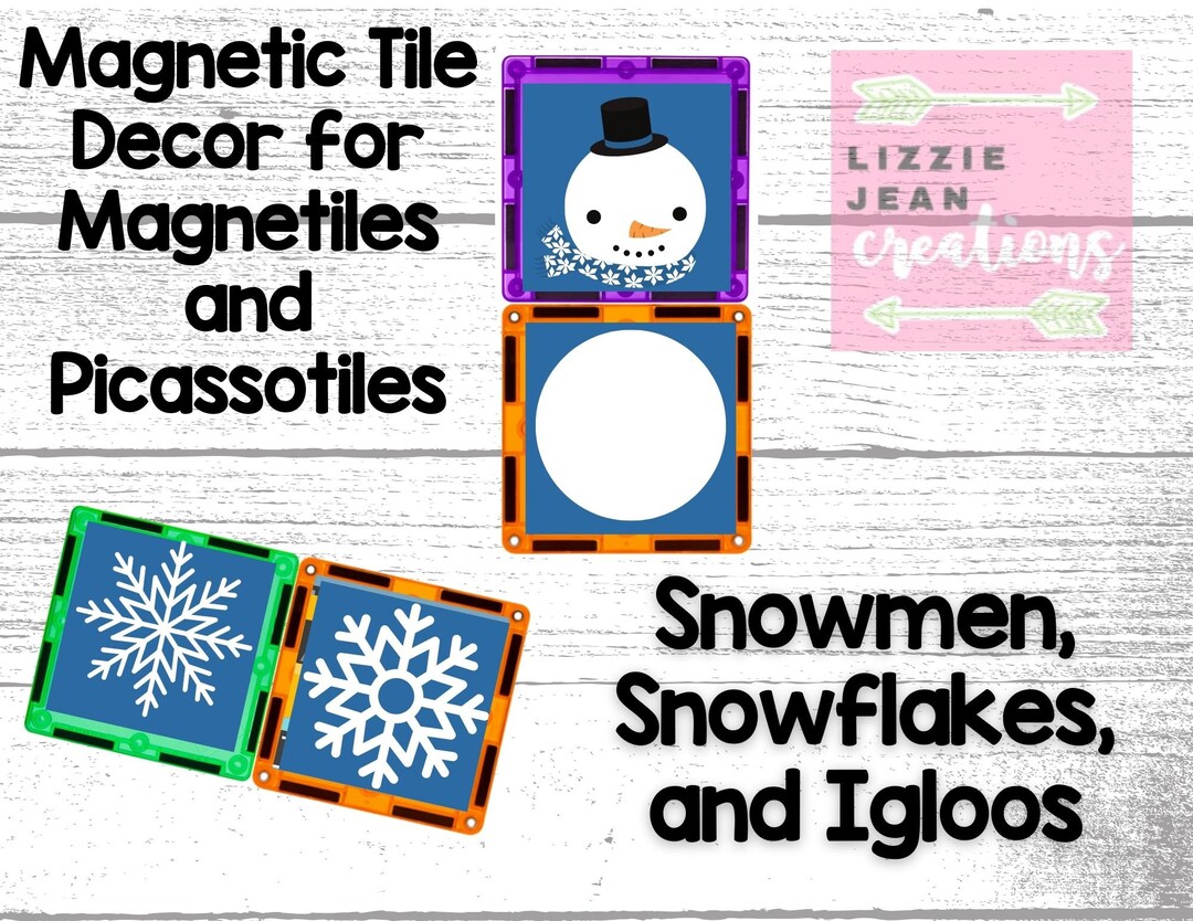 Snowmen, Snow, and Igloo Magnetic Tile Stickers printable - Etsy