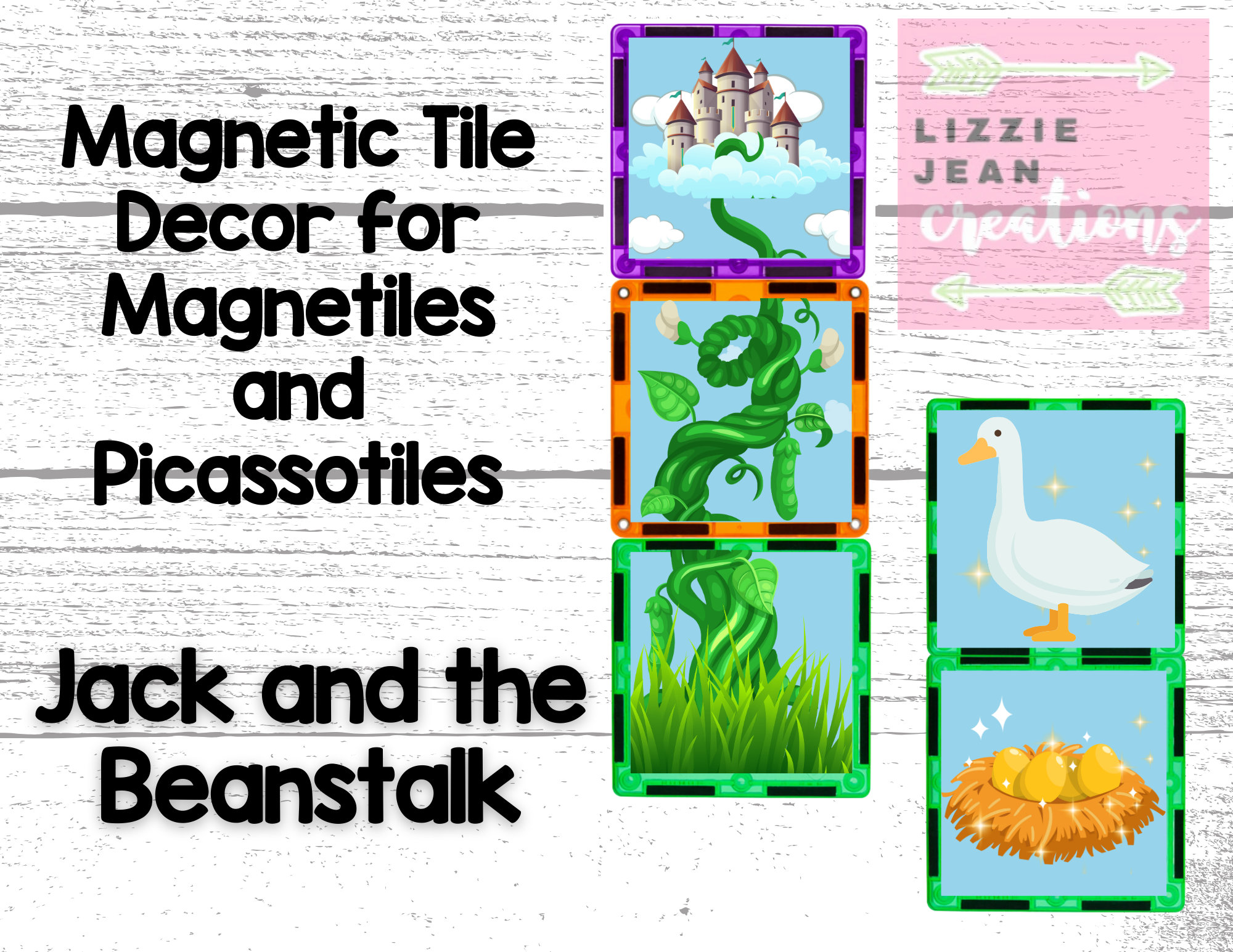 Jack and the Beanstalk Magnetic Tile Stickers printable - Etsy