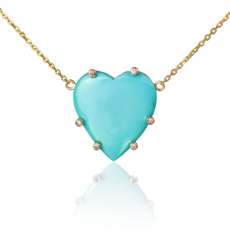 Turquoise Heart 14k Gold Necklace Sleeping Beauty Turquoise Necklace ...