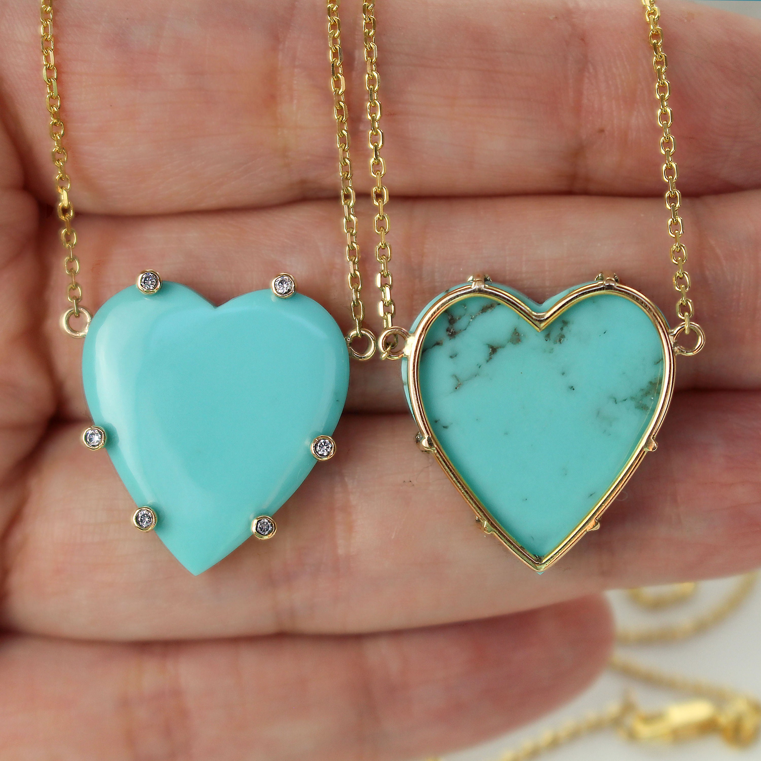 Turquoise Heart 14k Gold Necklace Sleeping Beauty Turquoise Necklace ...