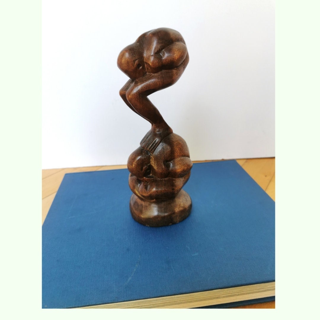 Vintage Hand Carved Wood Two Weeping Man Yogi Buddha Statue - Etsy