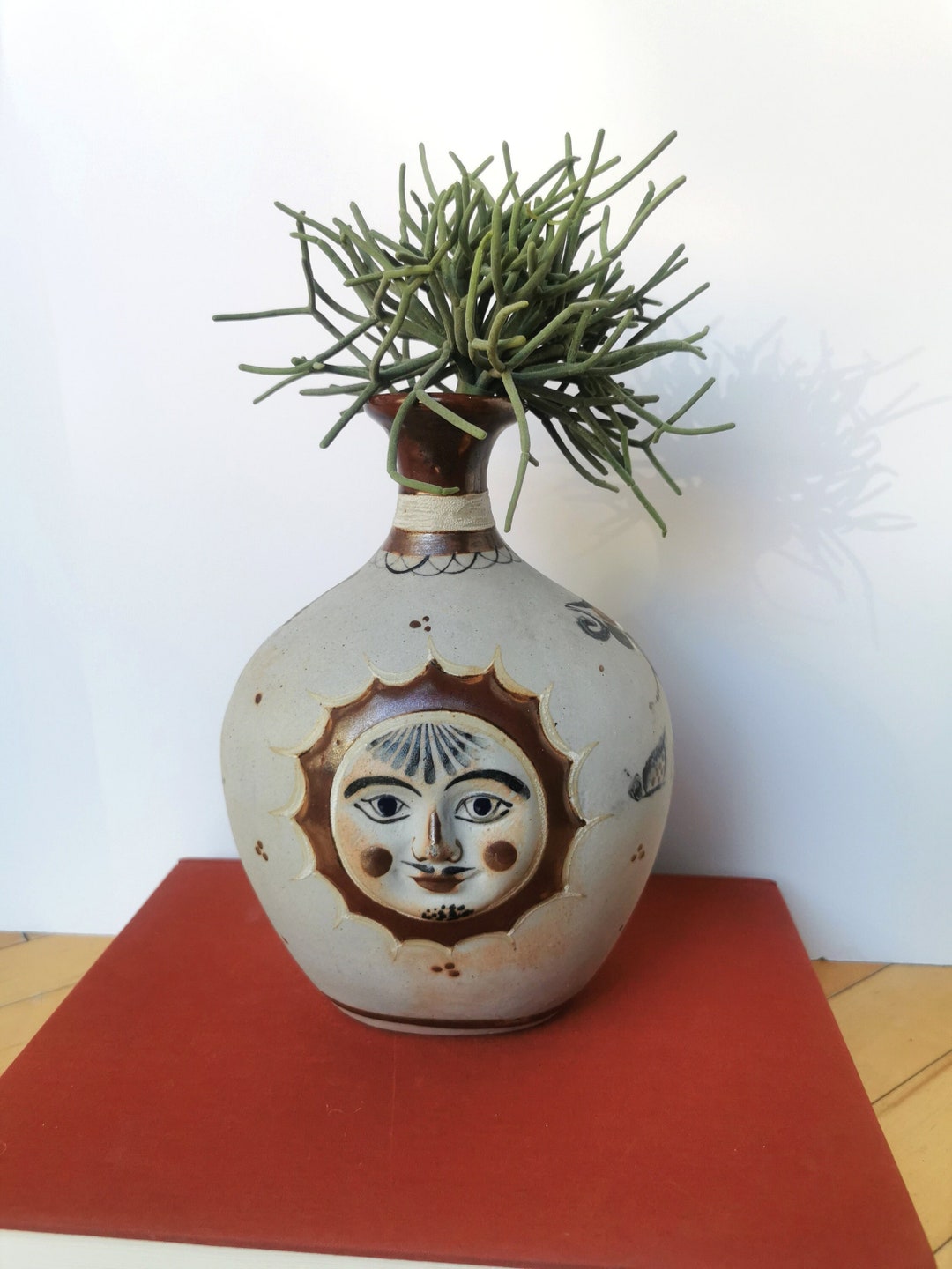 Vintage Tonala Sun Face Vase Signed Zanata - Etsy