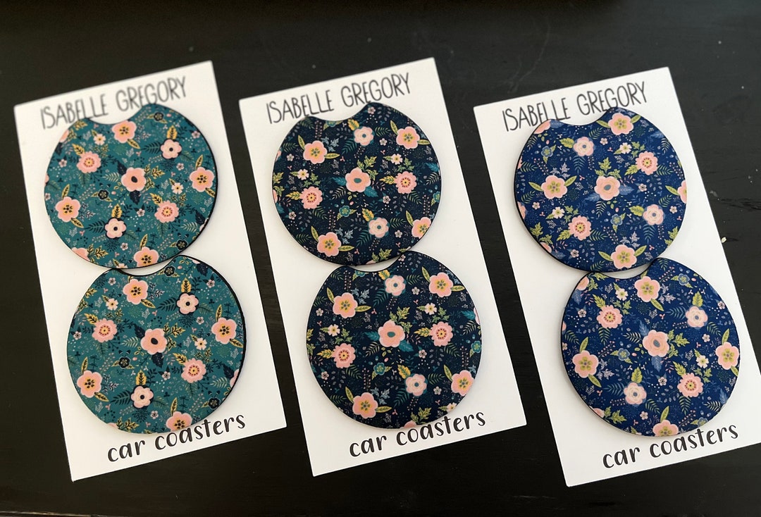 Floral Car Coasters/driving Decor/set of 2 - Etsy