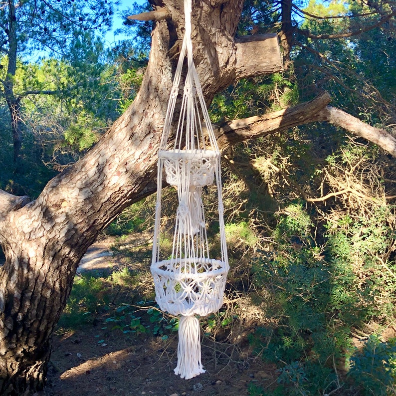 Double Macrame Plant Hanger/ Vertical Garden/ Hanging - Etsy