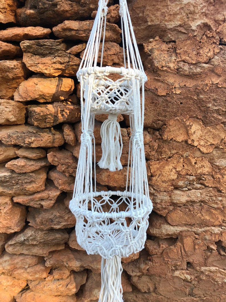 Double Macrame Plant Hanger/ Vertical Garden/ Hanging - Etsy