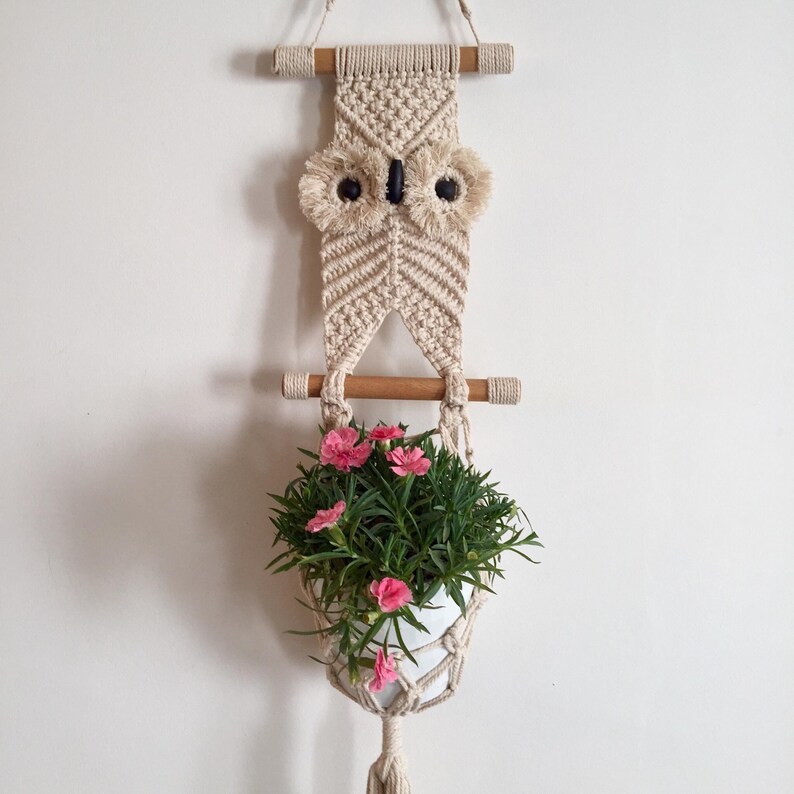 Macrame owl plant hanger. | Etsy