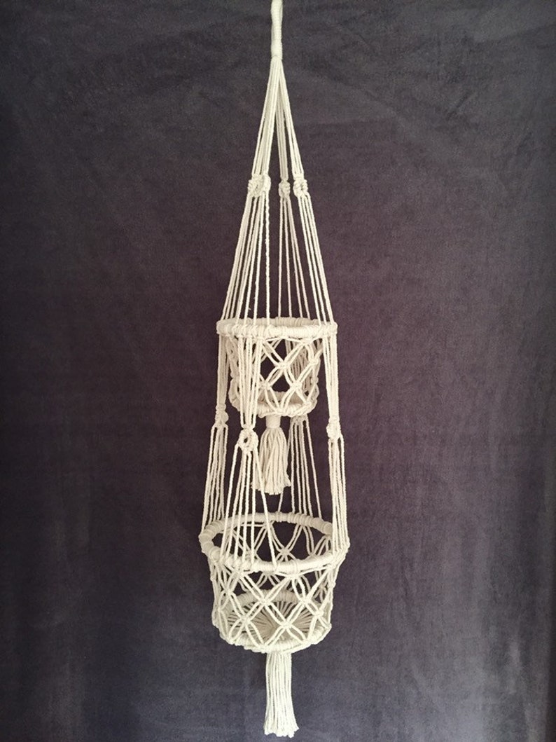 Double Macrame Plant Hanger/ vertical garden/ hanging | Etsy