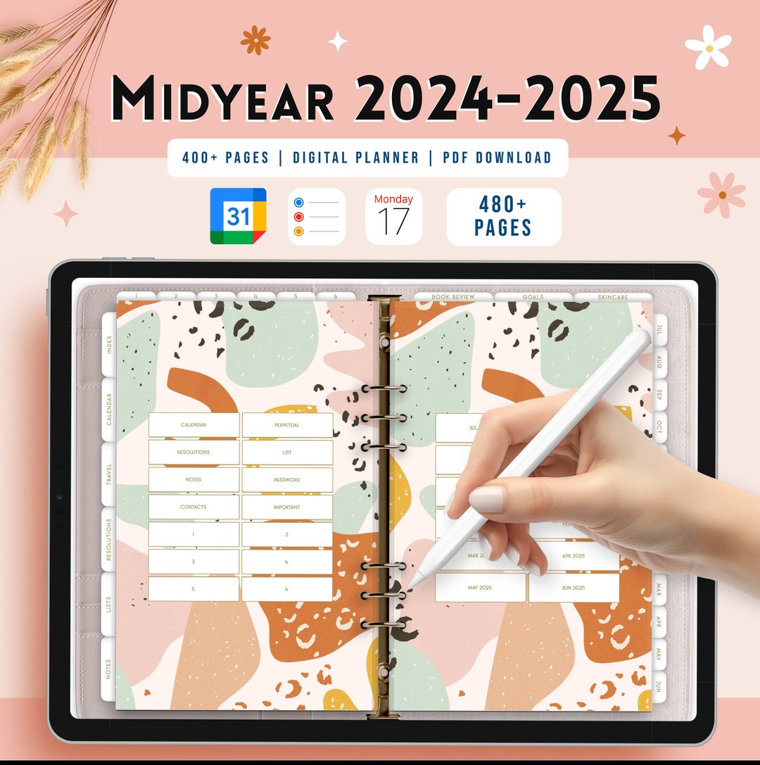 Midyear Digital Planner 2024 - 2025 | Academic Digital Planner ...