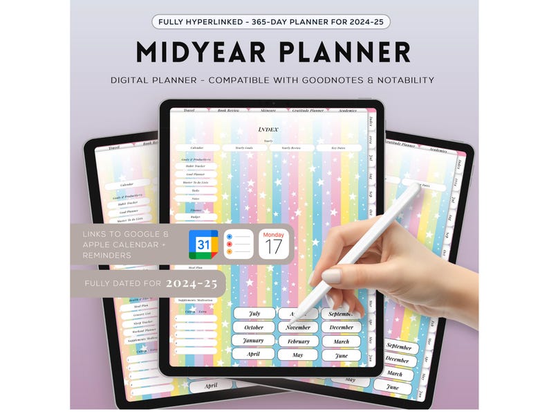 2024-25 Mid-year Academic Digital Planner Hyperlinked for Goodnotes ...