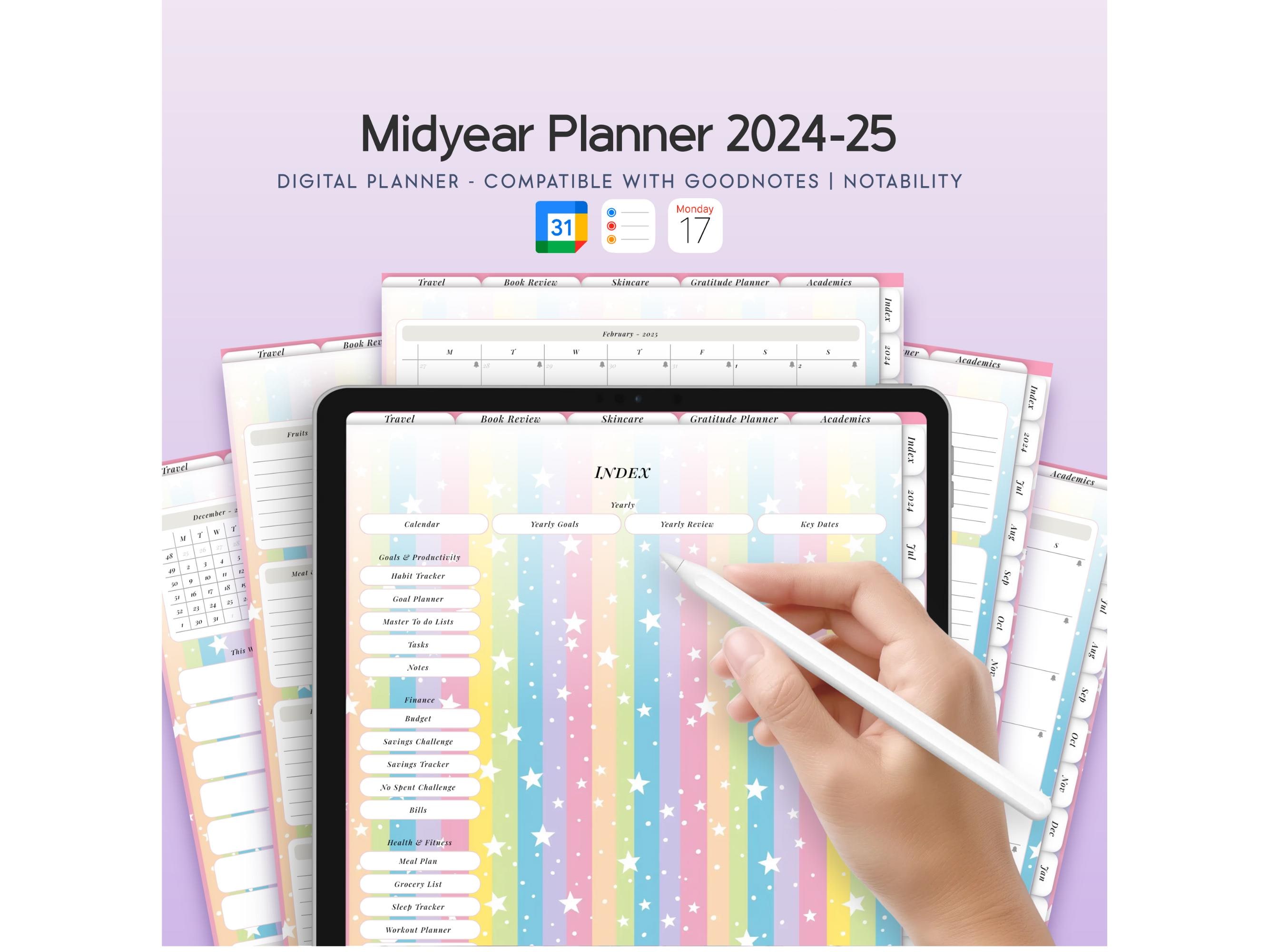 2024-25 Mid-year Academic Digital Planner Hyperlinked for Goodnotes ...