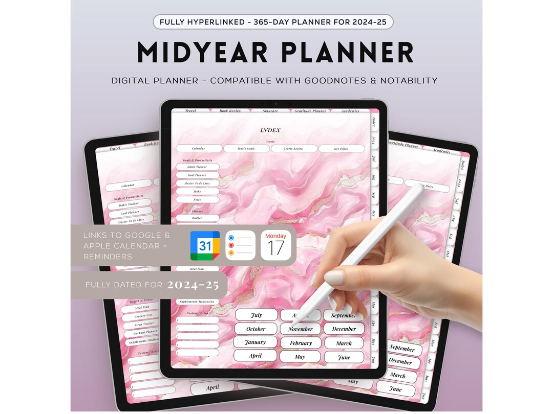 2024-25 Mid-year Academic Digital Planner | Hyperlinked for Goodnotes ...