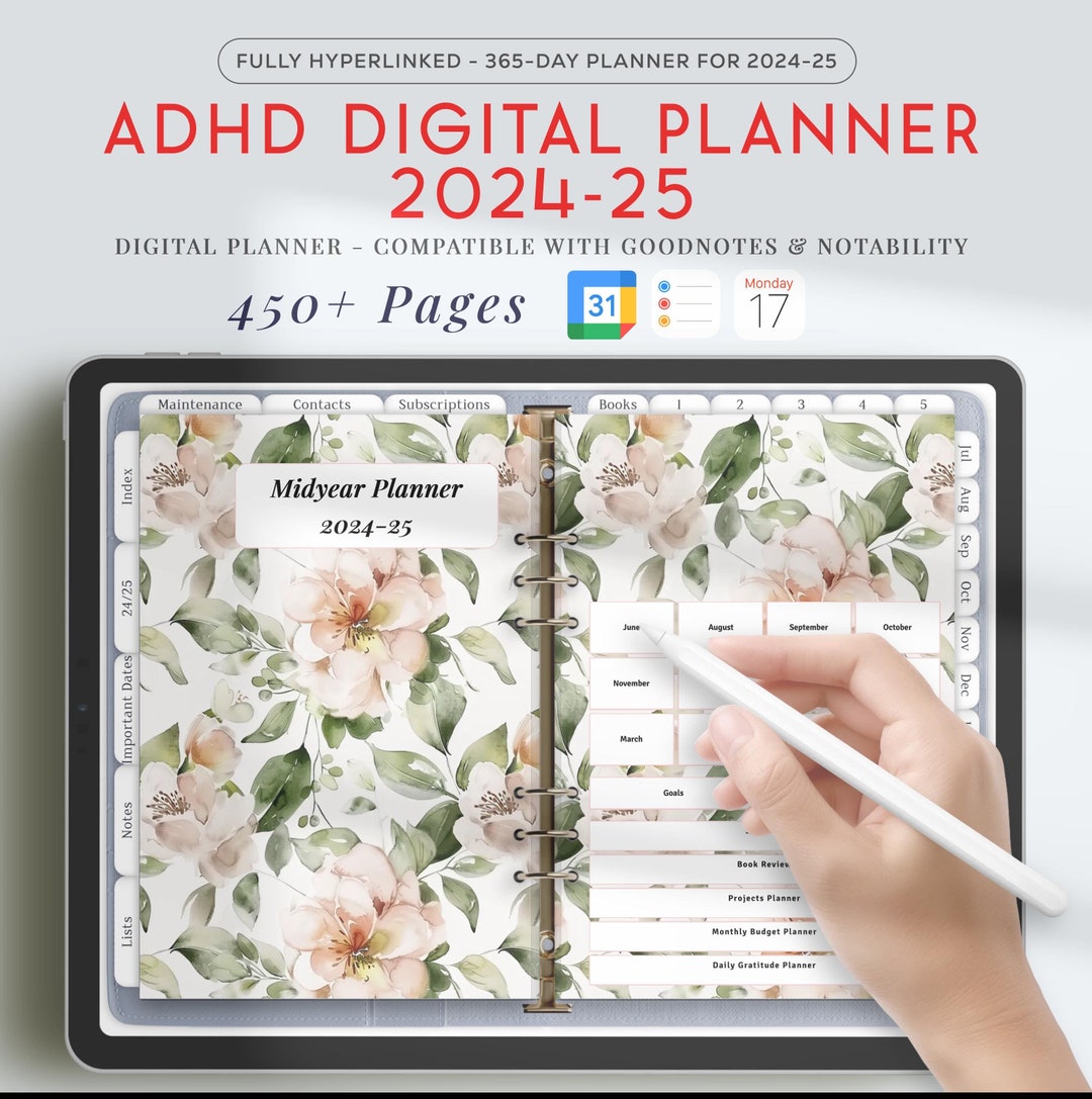 ADHD Digital Planner 2024 - 2025 | Academic Digital Planner |goodnotes ...