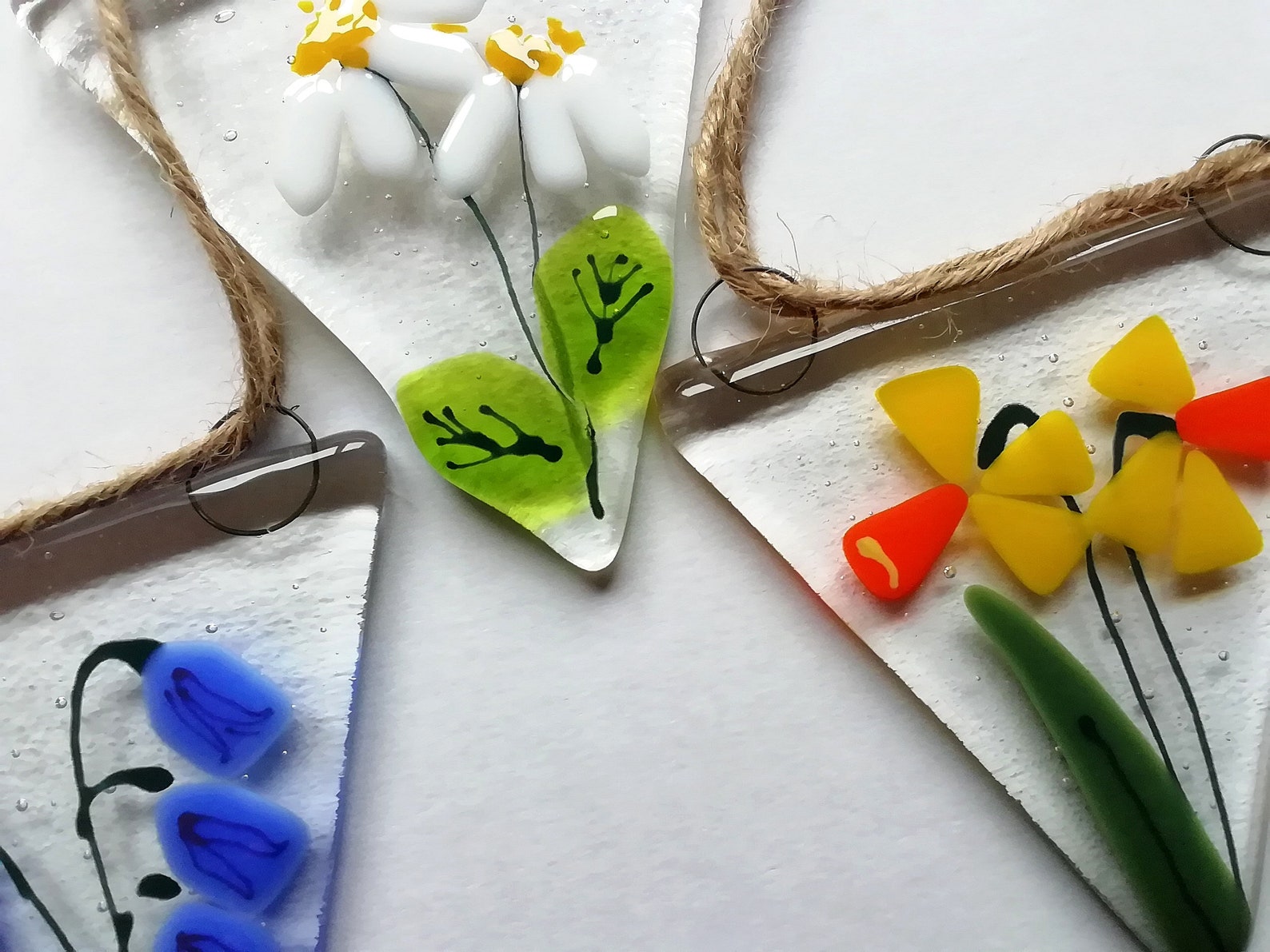 Spring Flower Bunting Fused Glass Bunting With a Variety of - Etsy