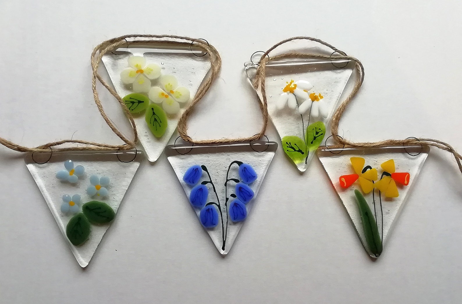 Spring Flower Bunting Fused Glass Bunting With a Variety of - Etsy