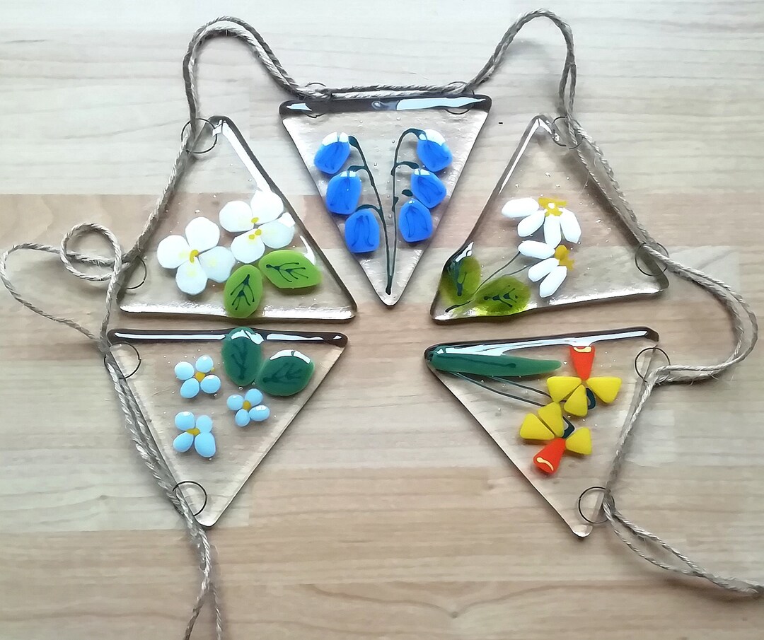 Spring Flower Bunting, Fused Glass Bunting With a Variety of Spring ...